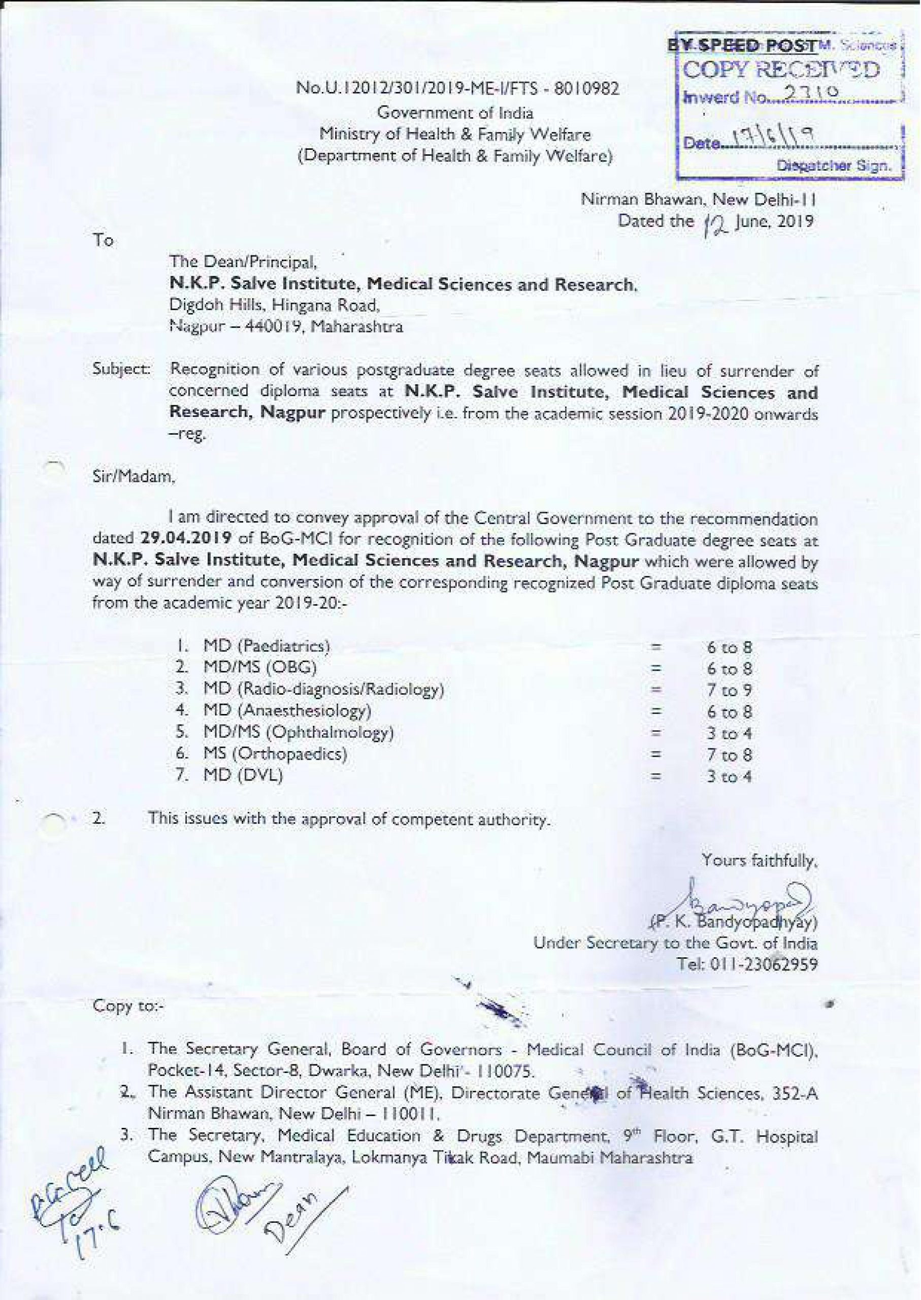 Information As Per NMC – NKPSIMS