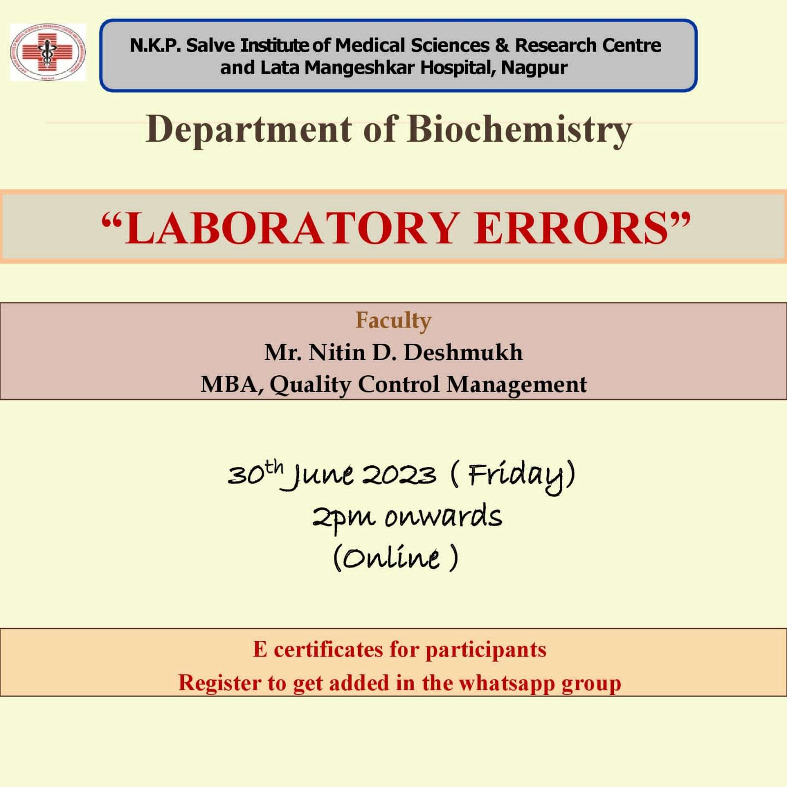 National Online CME: Laboratory Errors – NKPSIMS