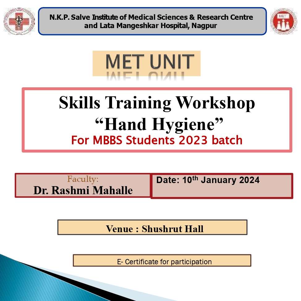 Skills Training Workshop Hand Hygiene for MBBS Student – NKPSIMS