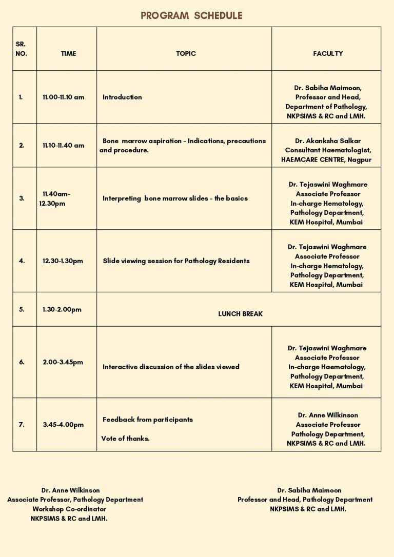Bone Marrow Examination Workshop – NKPSIMS